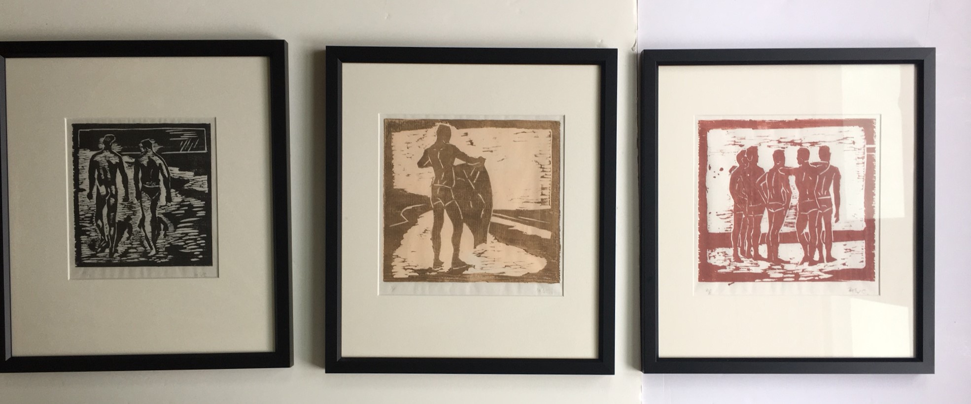 Installation of 12 framed color woodcuts by McWillie Chambers | Printed ...