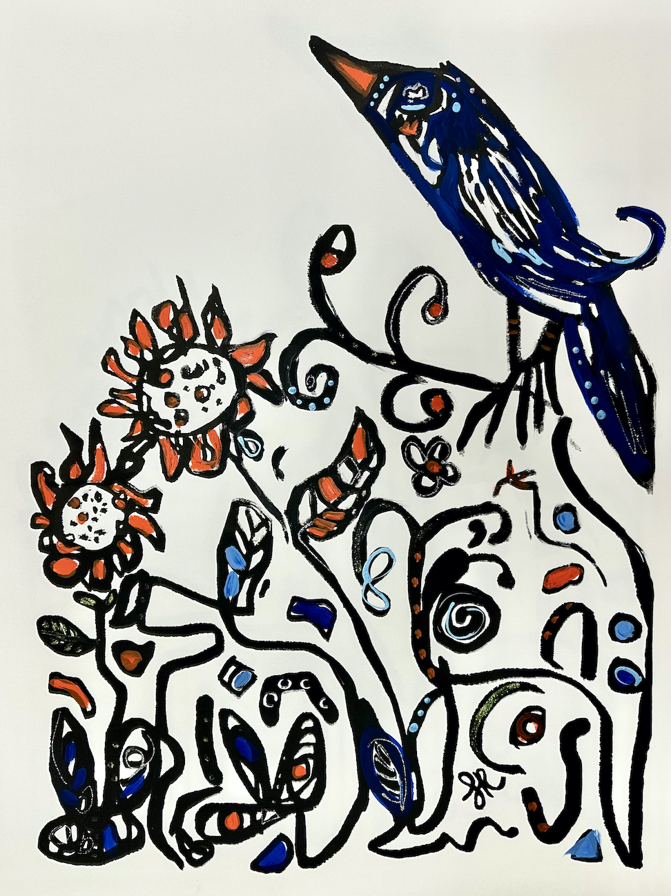 All Of A Flutter – Blue & Orange by Samantha Redfern | Printed Editions