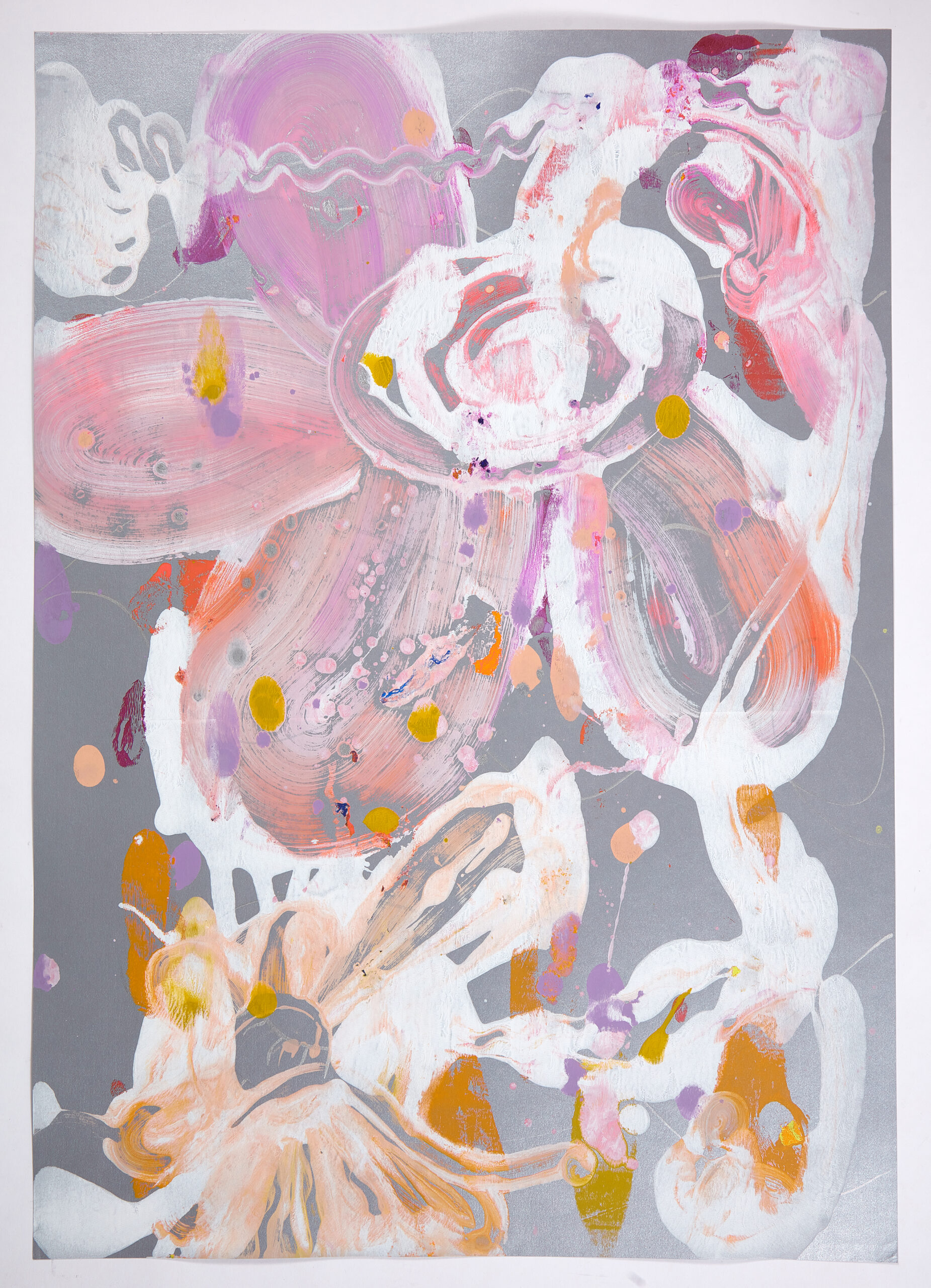 Wallflower Monotype (Rose/Violet/Silver) by Catherine Howe | Printed ...